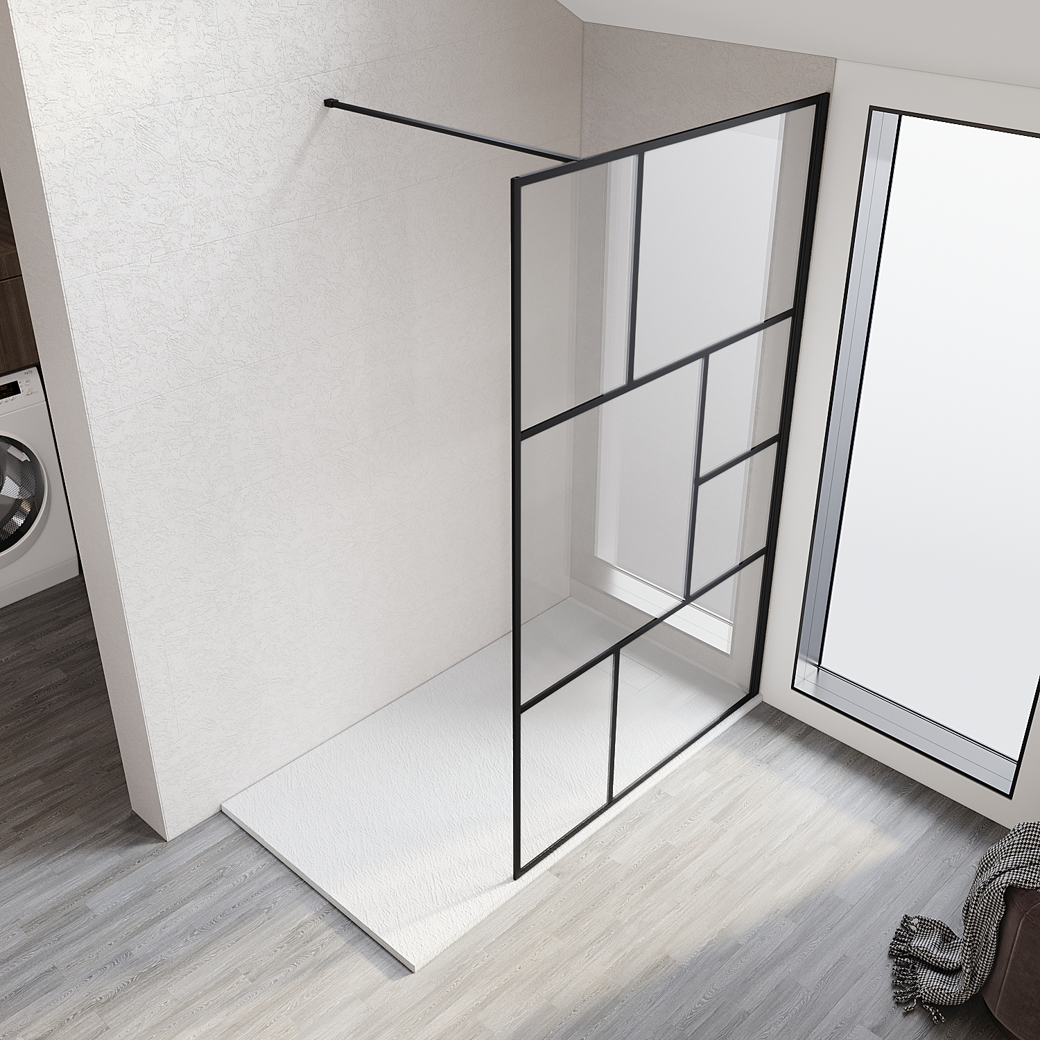 SONNI 100x200cm Mampara de Ducha Cabinas de Ducha Walk in Shower 8mm ...